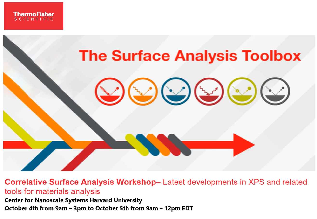 Correlative Surface Analysis Workshop at Harvard CNS (Oct 4th-5th, 2022 ...